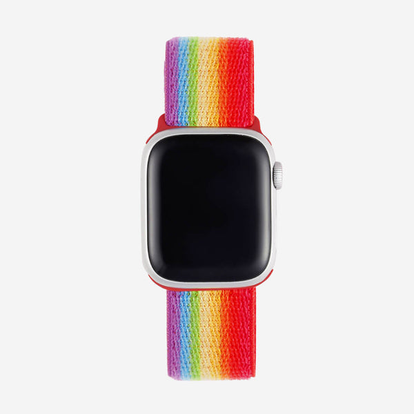 Striped Sport Loop Apple Watch Band - Deep Rainbow - The Salty Fox